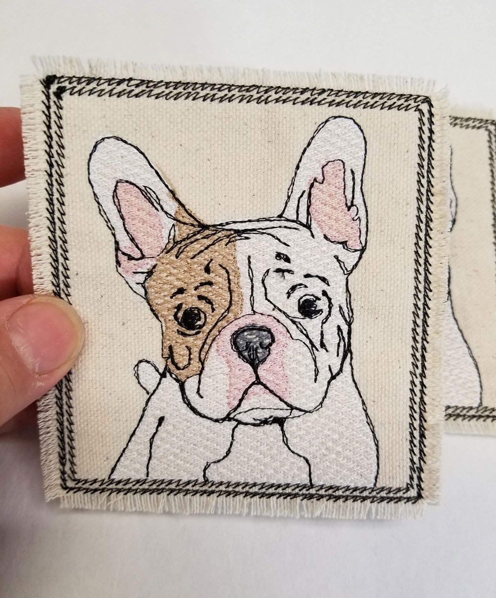 Frenchie – French Bulldog – Puppy Embroidered Patch Canvas Patch ...