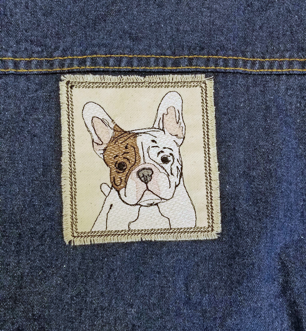 Frenchie – French Bulldog – Puppy Embroidered Patch Canvas Patch ...