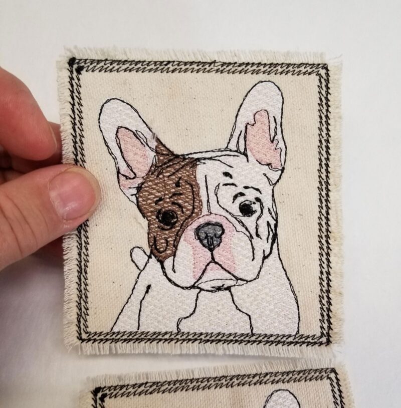 Frenchie – French Bulldog – Puppy Embroidered Patch Canvas Patch ...